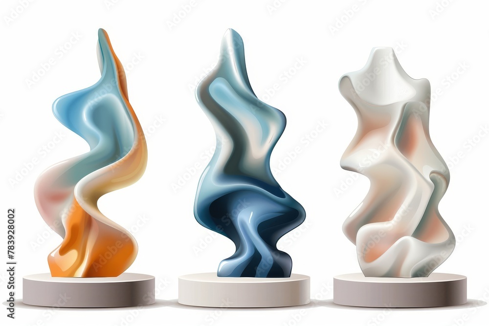 Colorful abstract sculptures set illustration. A vibrant collection of ...