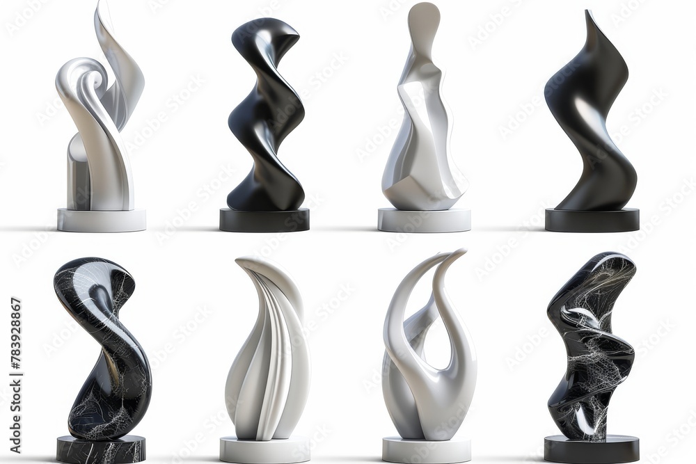 Colorful abstract sculptures set illustration. A vibrant collection of ...