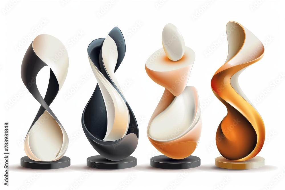 Colorful abstract sculptures set illustration. A vibrant collection of ...
