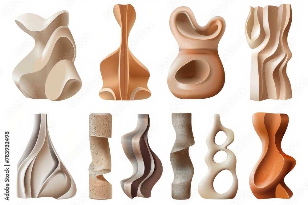 Colorful abstract sculptures set illustration. A vibrant collection of ...