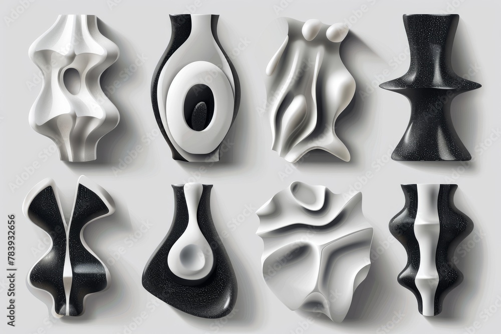 Colorful abstract sculptures set illustration. A vibrant collection of ...