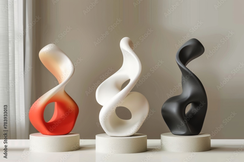 Colorful abstract sculptures set illustration. A vibrant collection of ...