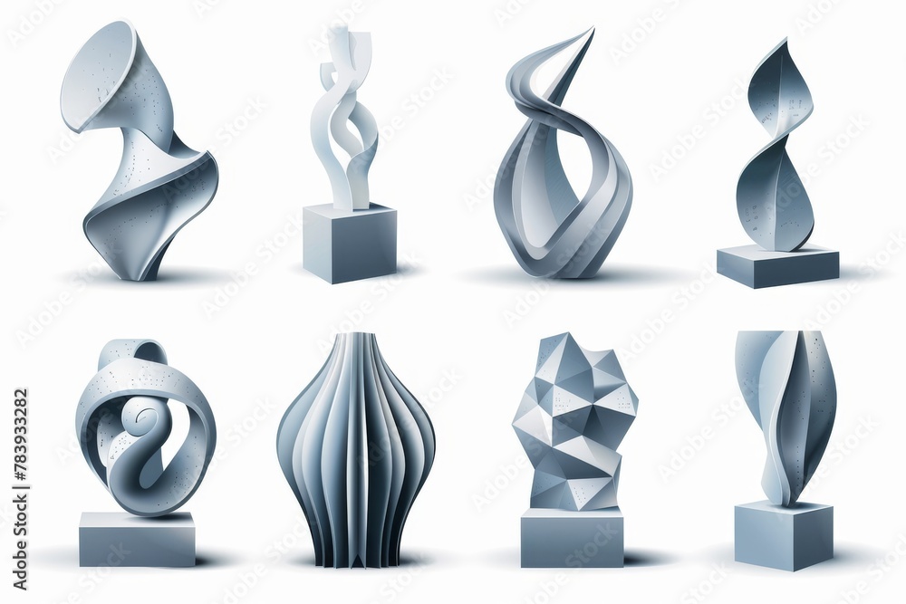 Colorful abstract sculptures set illustration. A vibrant collection of ...