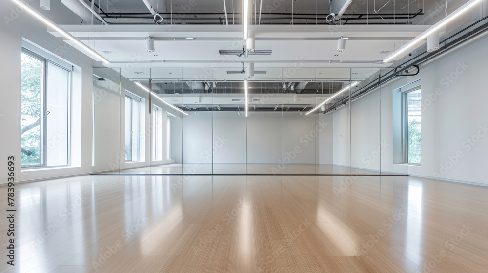 Modern dance studio space with mirrors Stock Photo | Adobe Stock