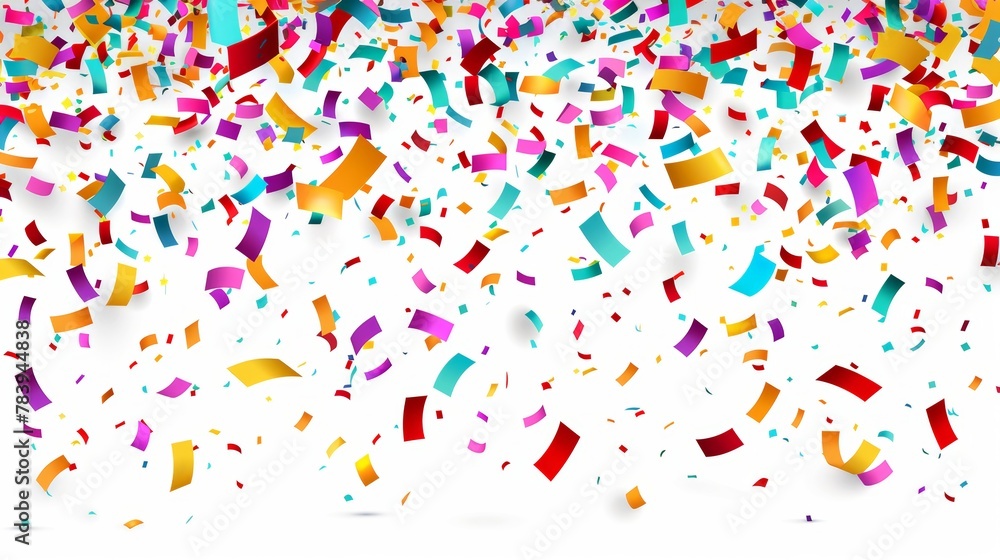 Three-dimensional confetti on a white background for celebrations ...