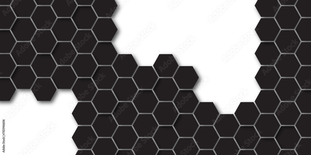 Abstract hexagon pattern on dark background with futuristic concept ...