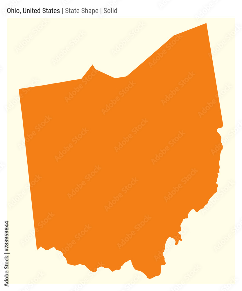 Ohio, United States. Simple vector map. State shape. Solid style ...