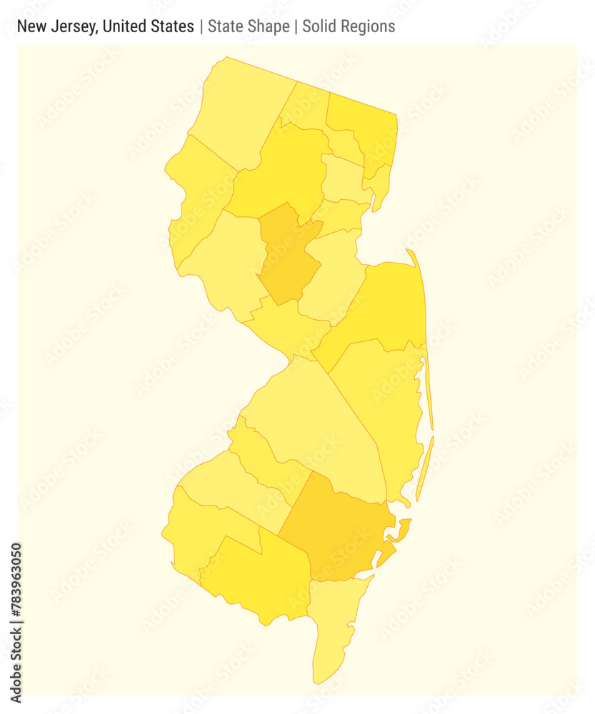 New Jersey, United States. Simple vector map. State shape. Solid ...