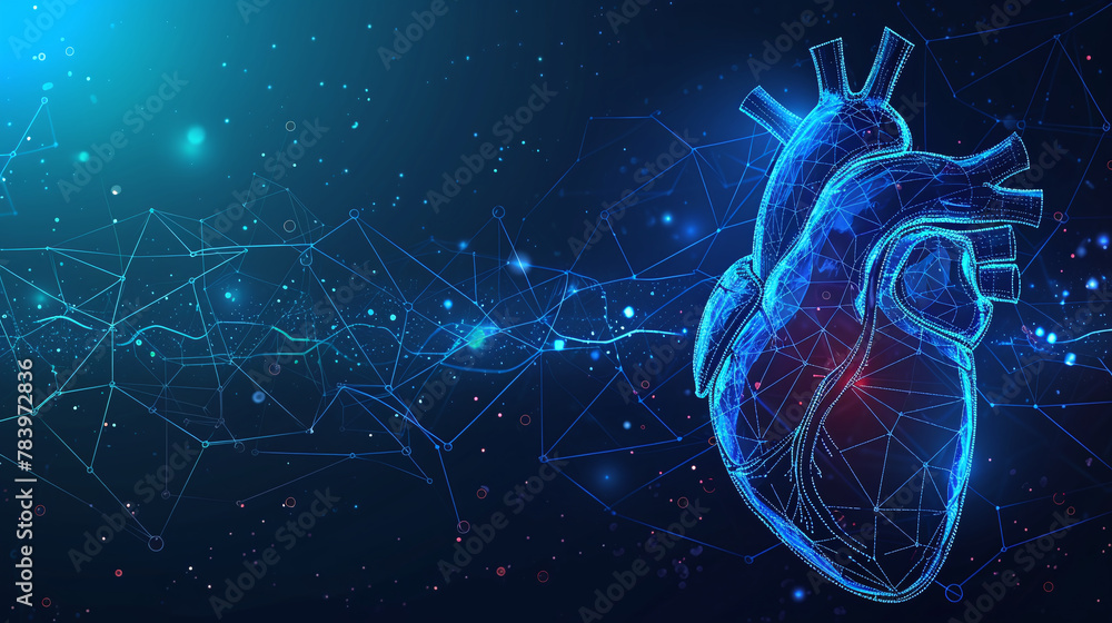 Futuristic medical research or heart cardiology health care with ...