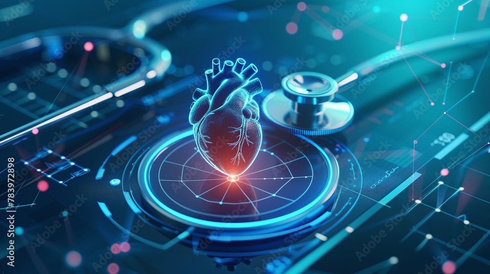 Futuristic medical research or heart cardiology health care with ...