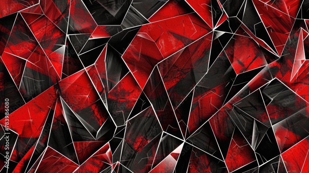 Black red low-polygonal background in the form of polygons and white ...