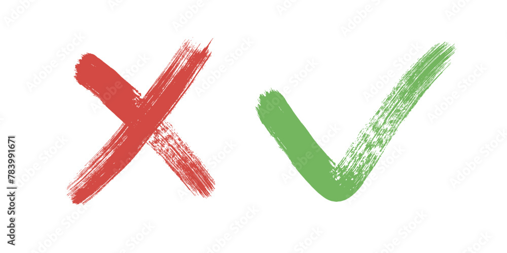 Tick and Cross sign elements. vector buttons for vote, election choice ...