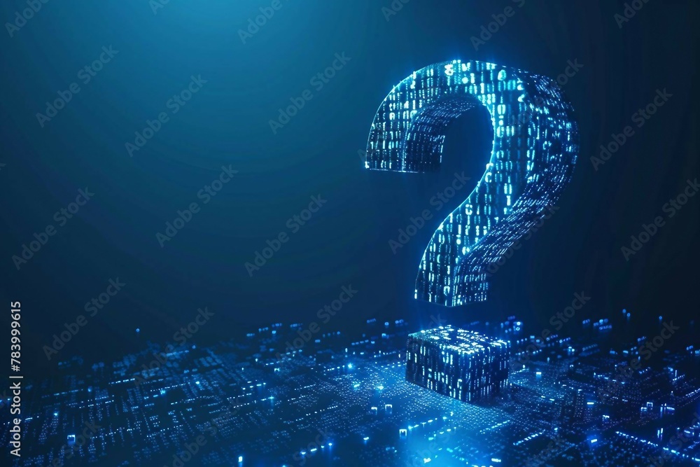 digital 3d question mark with binary code, ai in question answering ... digital 3d question mark with binary code, ai in question answering ...