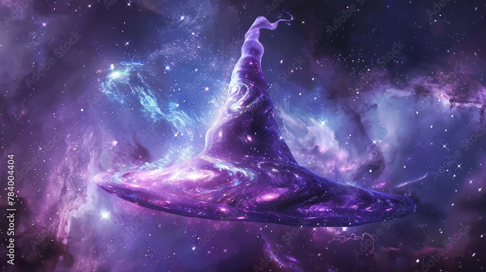 Sorceress's hat crafted from constellations in the galaxy. Celestial ...