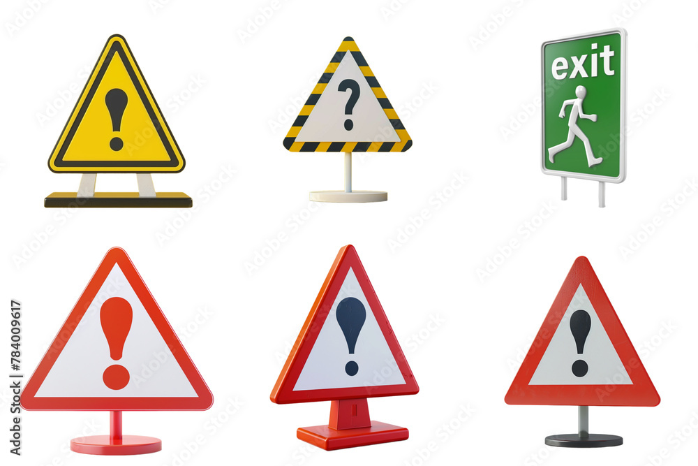 Caution and warning sign png mockup in 3d without backoground for ...
