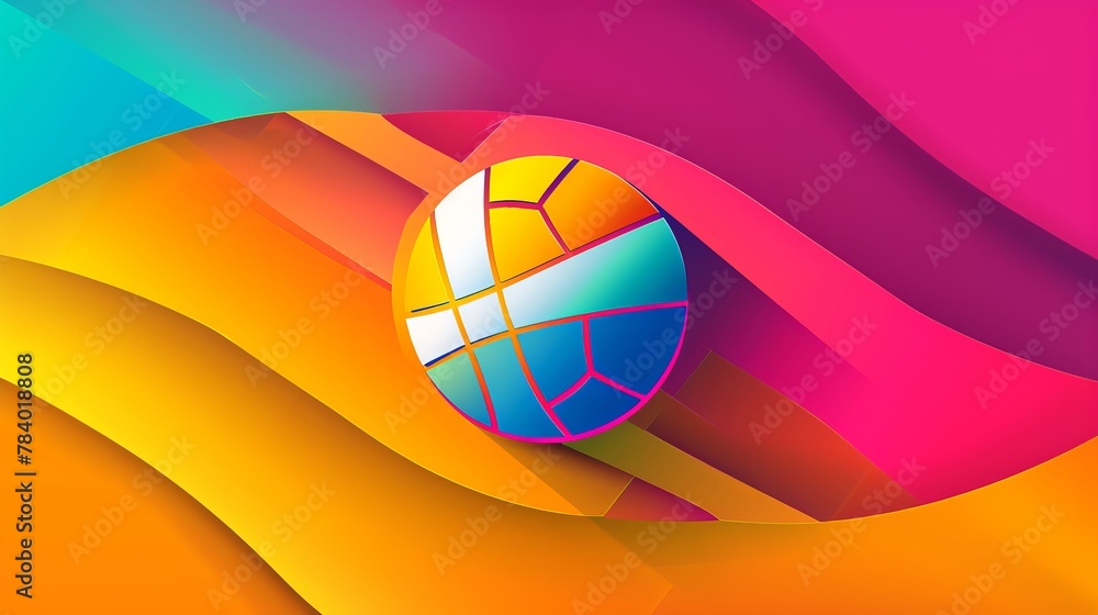 The typical volleyball logo features a detailed volleyball image often ...