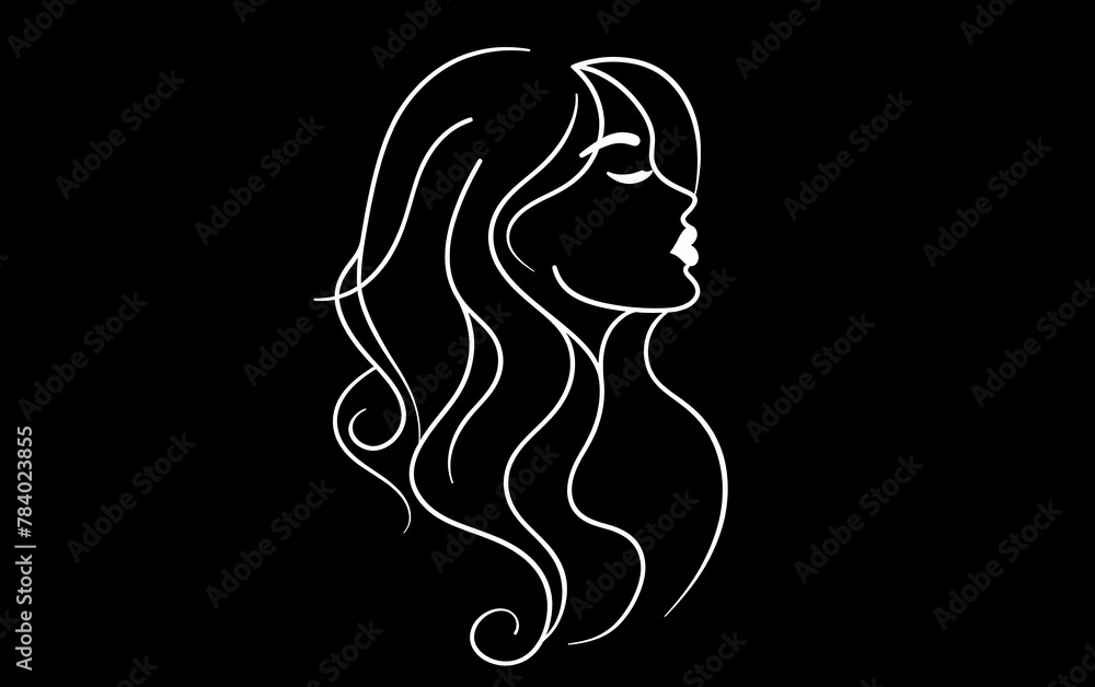 Minimalist Female Profile Line Art Abstract Woman Silhouette Logo ...