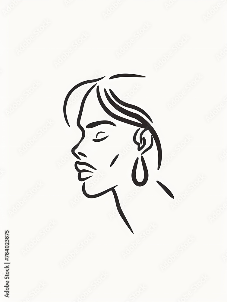 Minimalist Female Profile Line Art Abstract Woman Silhouette Logo ...