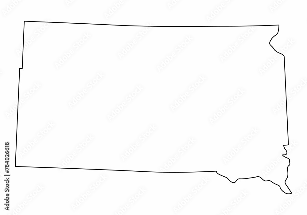 South Dakota State outline map Stock Vector | Adobe Stock
