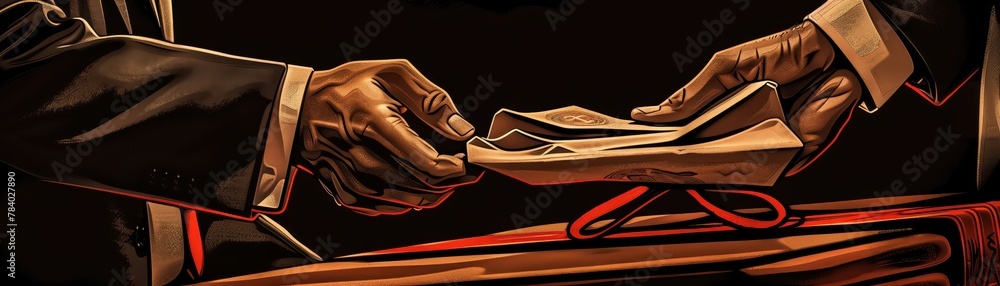 The exchange of an unmarked envelope under the table, a mafia ...