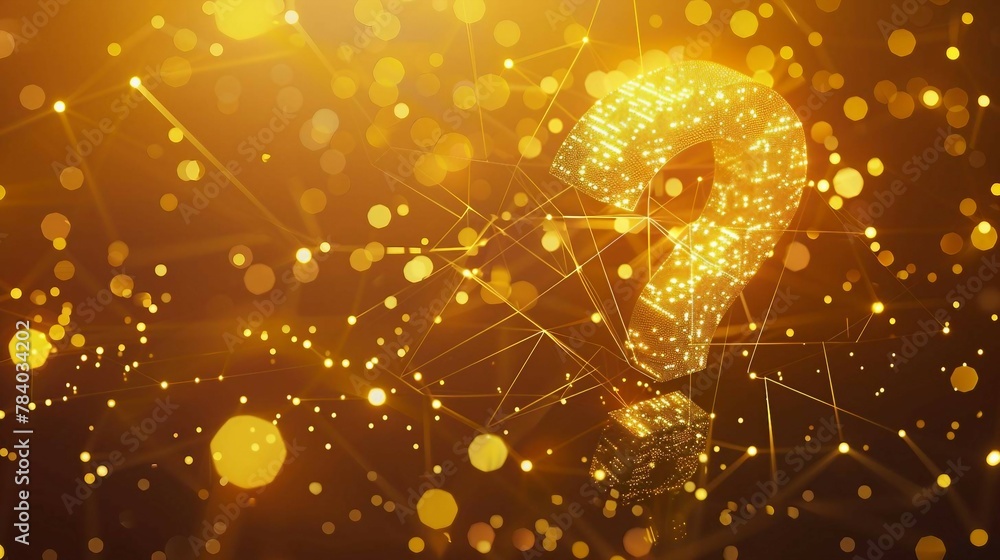 Yellow Digital 3d Question Mark With Binary Code Ai In Question Answering Systems Natural