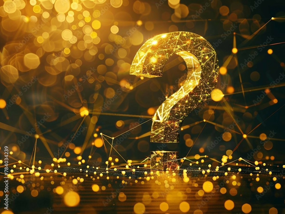 yellow digital 3d question mark with binary code, ai in question ...