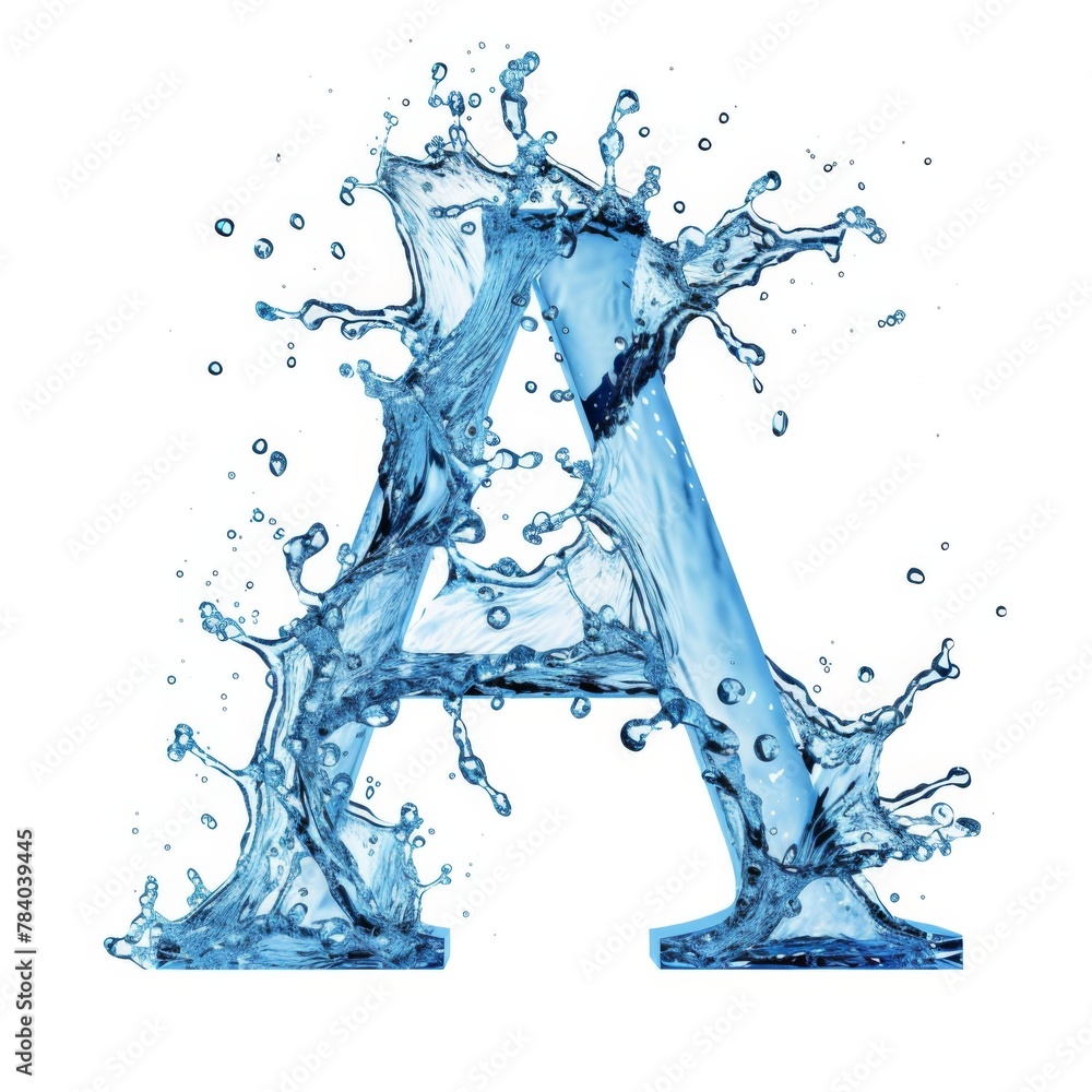 Letter A. Water splashes alphabet isolated on a white background ...
