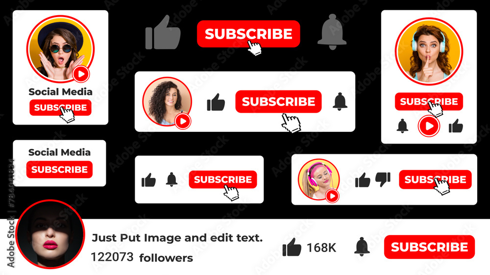 Subscribe Social Media. Stock Template | Adobe Stock