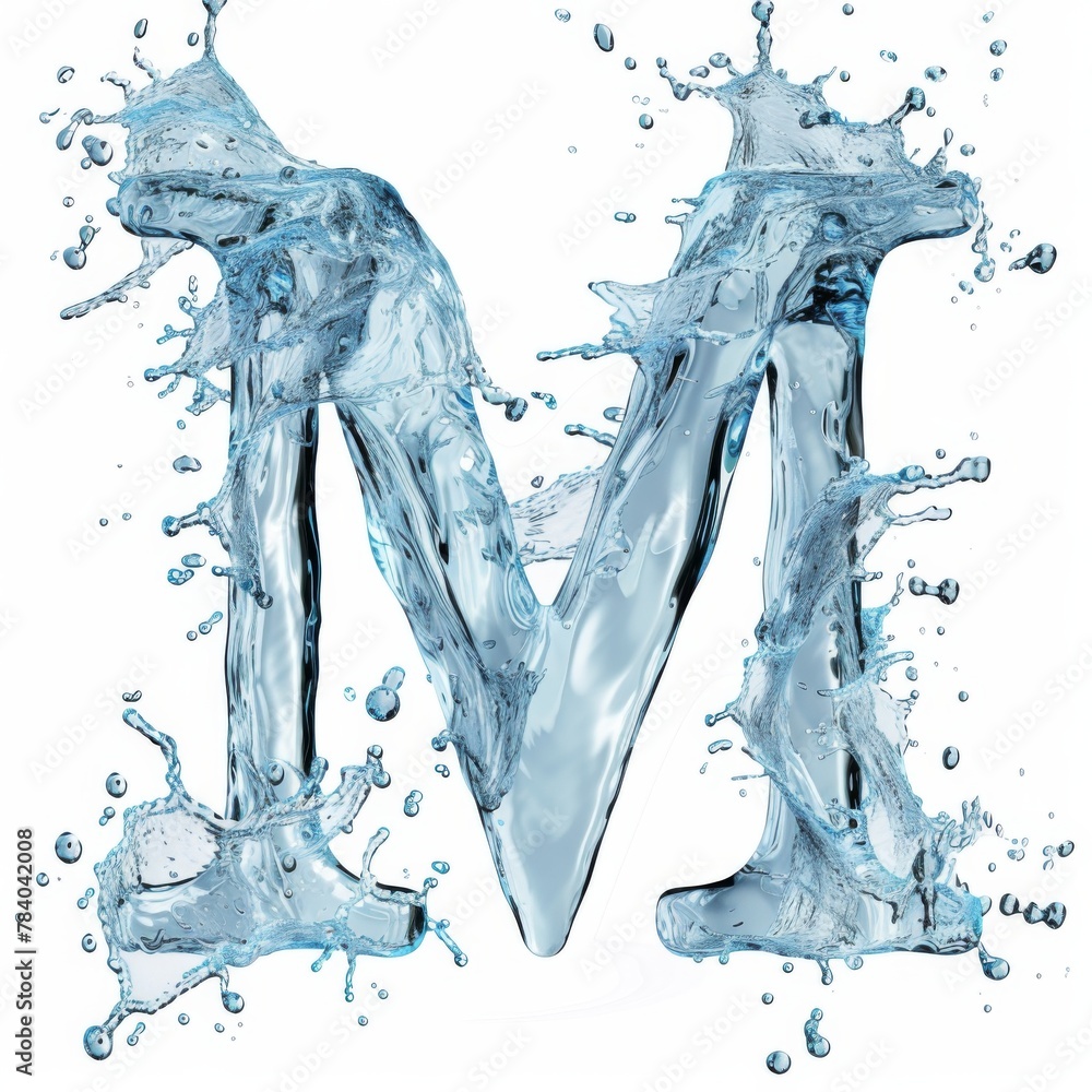 Latin letter M of water splashes. Letter M. Water splashes alphabet ...