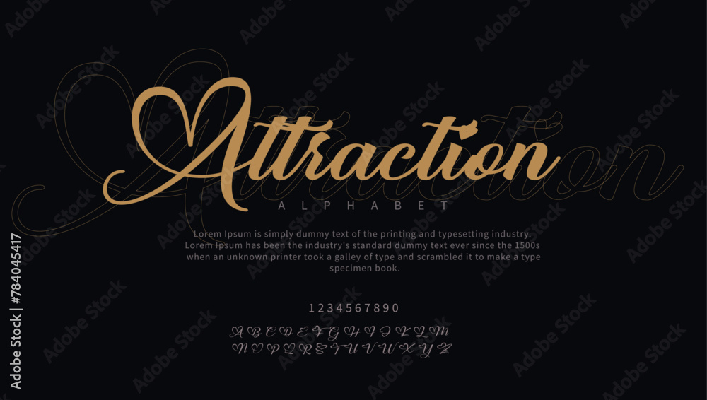 Attraction premium luxury elegant alphabet letters and numbers. Elegant ...