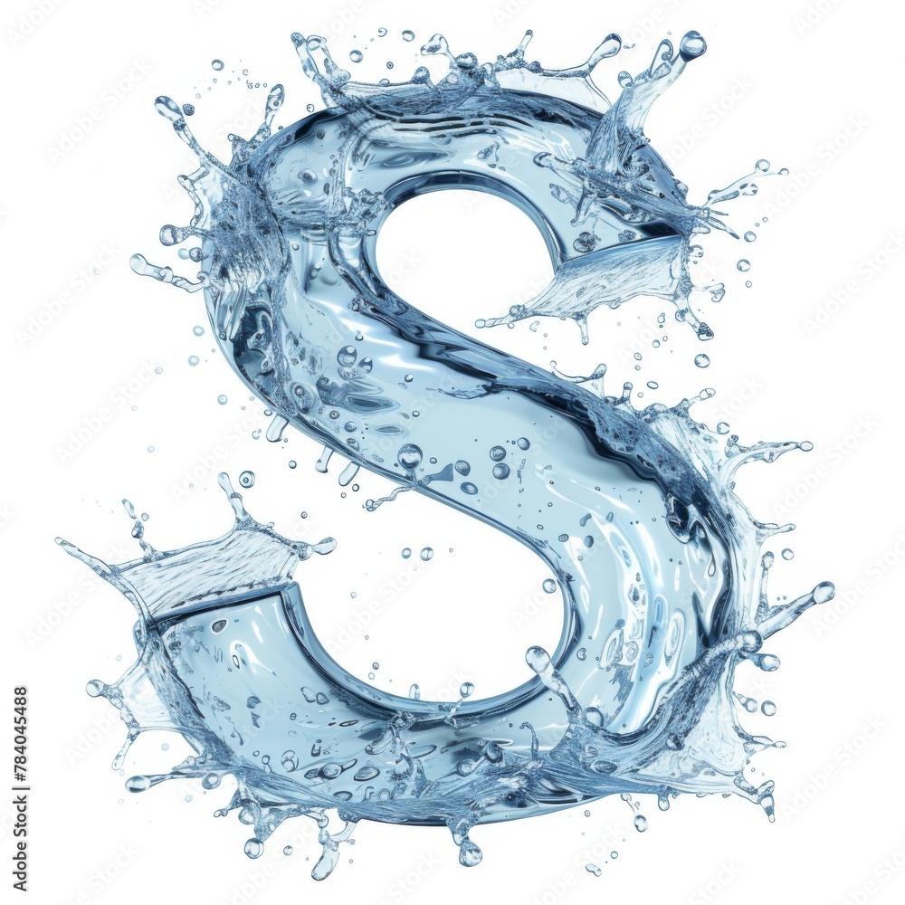 Alphabet, letter S. Splash of water takes the shape of the letter S ...