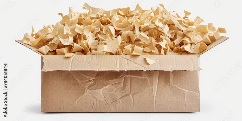 Cardboard box filled with shredded paper. Great for office or recycling ...