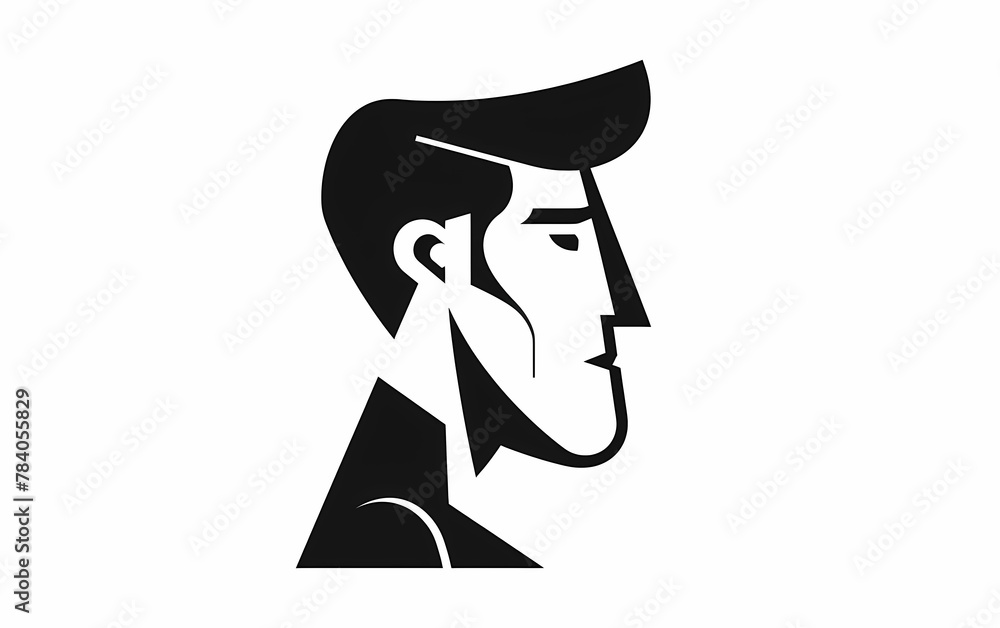 Fototapeta Stylized Male Profile Logos in Black and White Minimalist ...