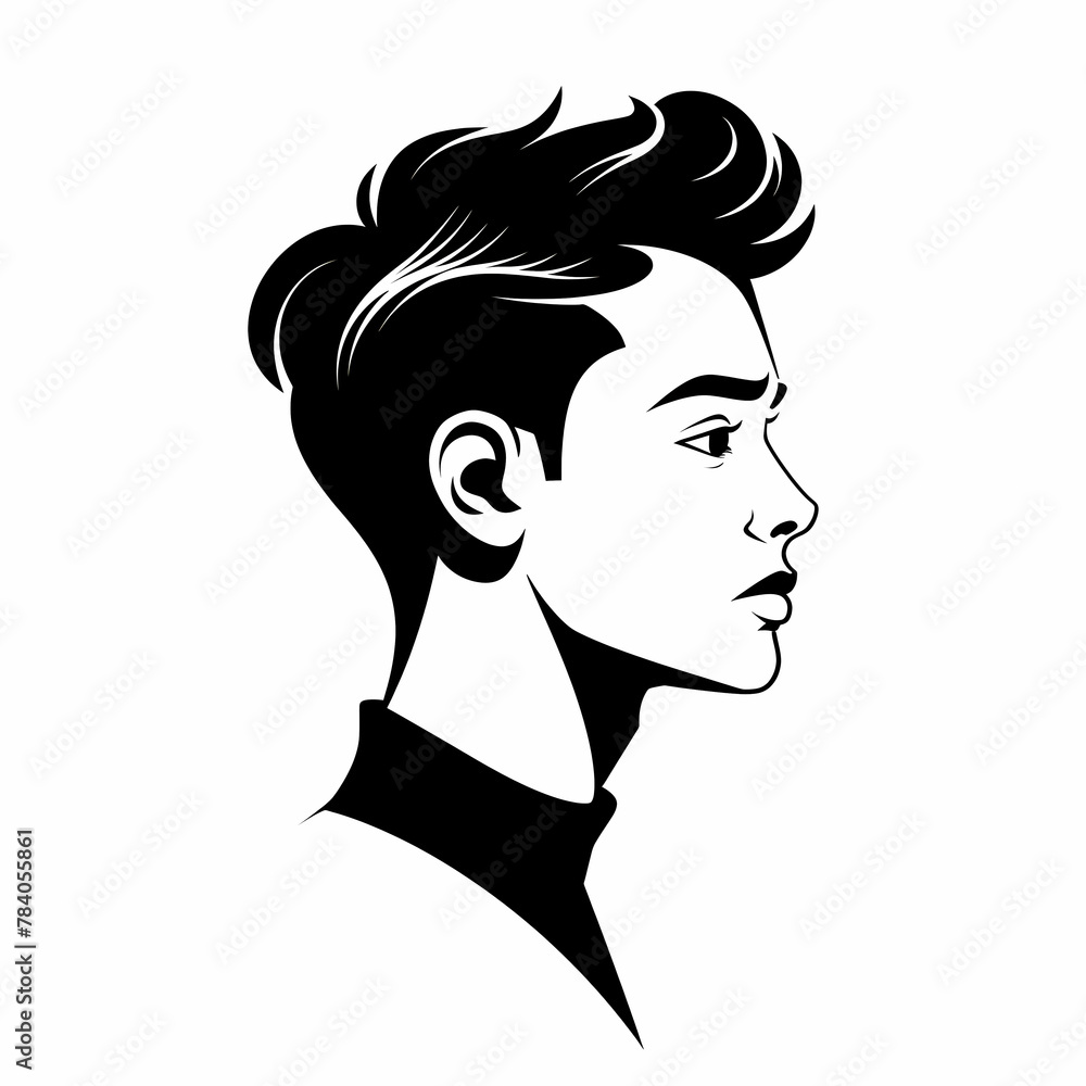 Stylized Male Profile Logos in Black and White Minimalist Men's Face ...