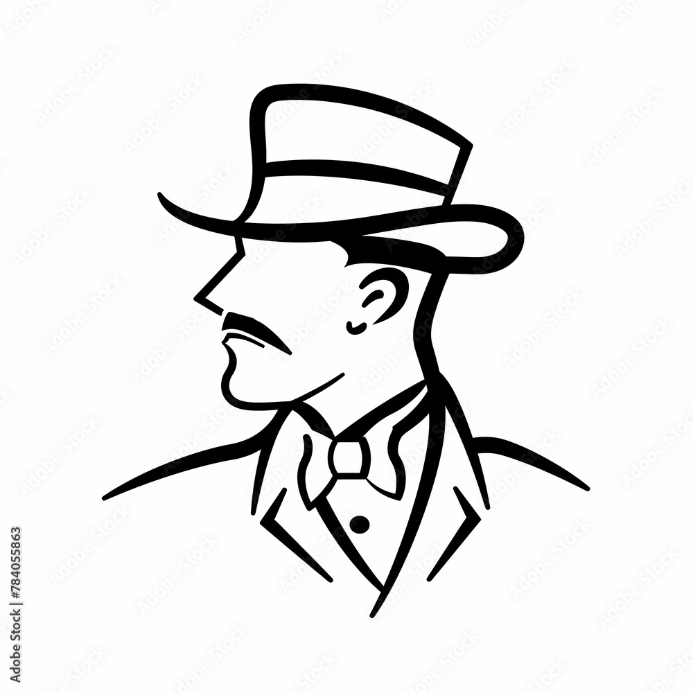 Stylized Male Profile Logos in Black and White Minimalist Men's Face ...