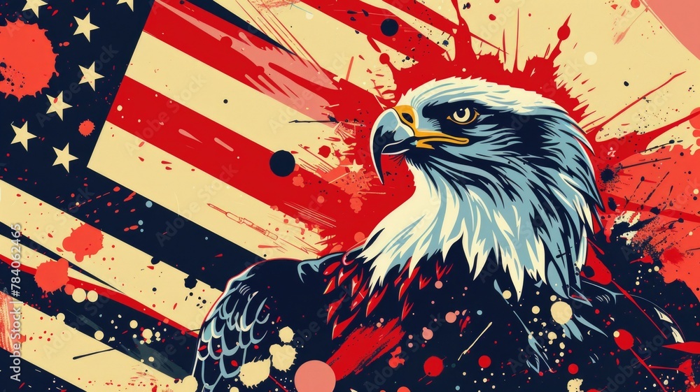 Traditional American symbols such as the bald eagle, historical ...