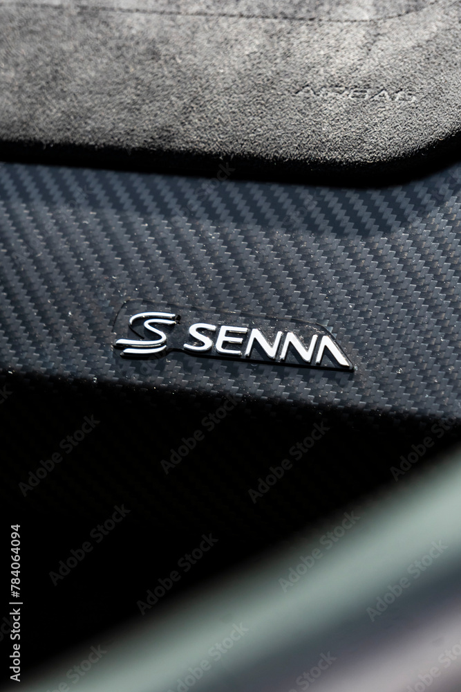 McLaren Senna dashboard model badge - Iconic Supercar interior detail ...