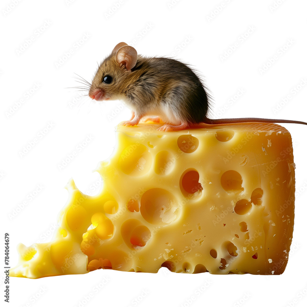 Sure, here is a sentence describing a stock photo of a mouse and cheese ...