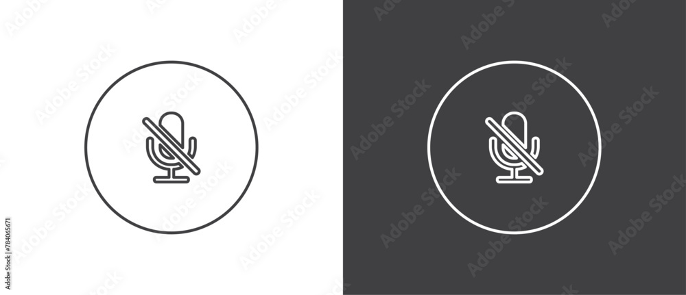 Button icon to mute the mic on video calls, Simple line icon set of ...