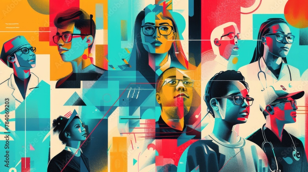 collage of modern-day workers from various sectors including tech ...