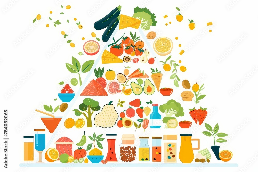 balanced food pyramid with healthy eating guidelines nutrition ...