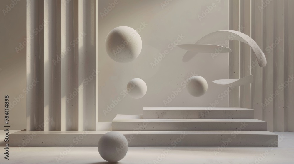 Artistic 3d interpretation of levitating objects in a 3d scene AI ...