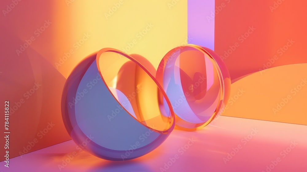 D shapes colliding and merging with each other AI generated ...