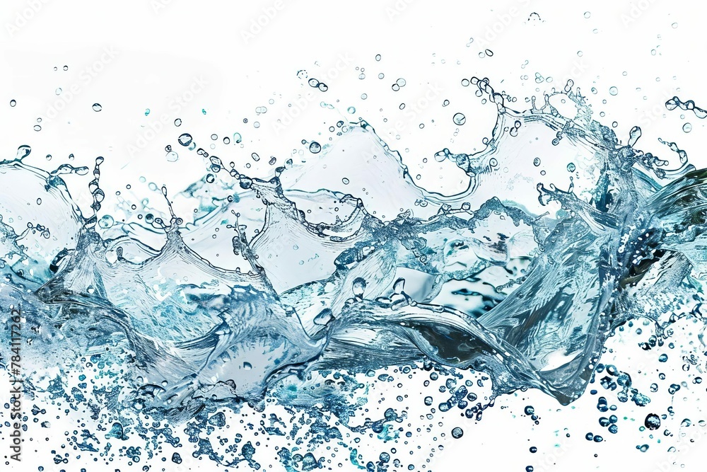 water splash isolated on white background with dramatic freeze motion ...