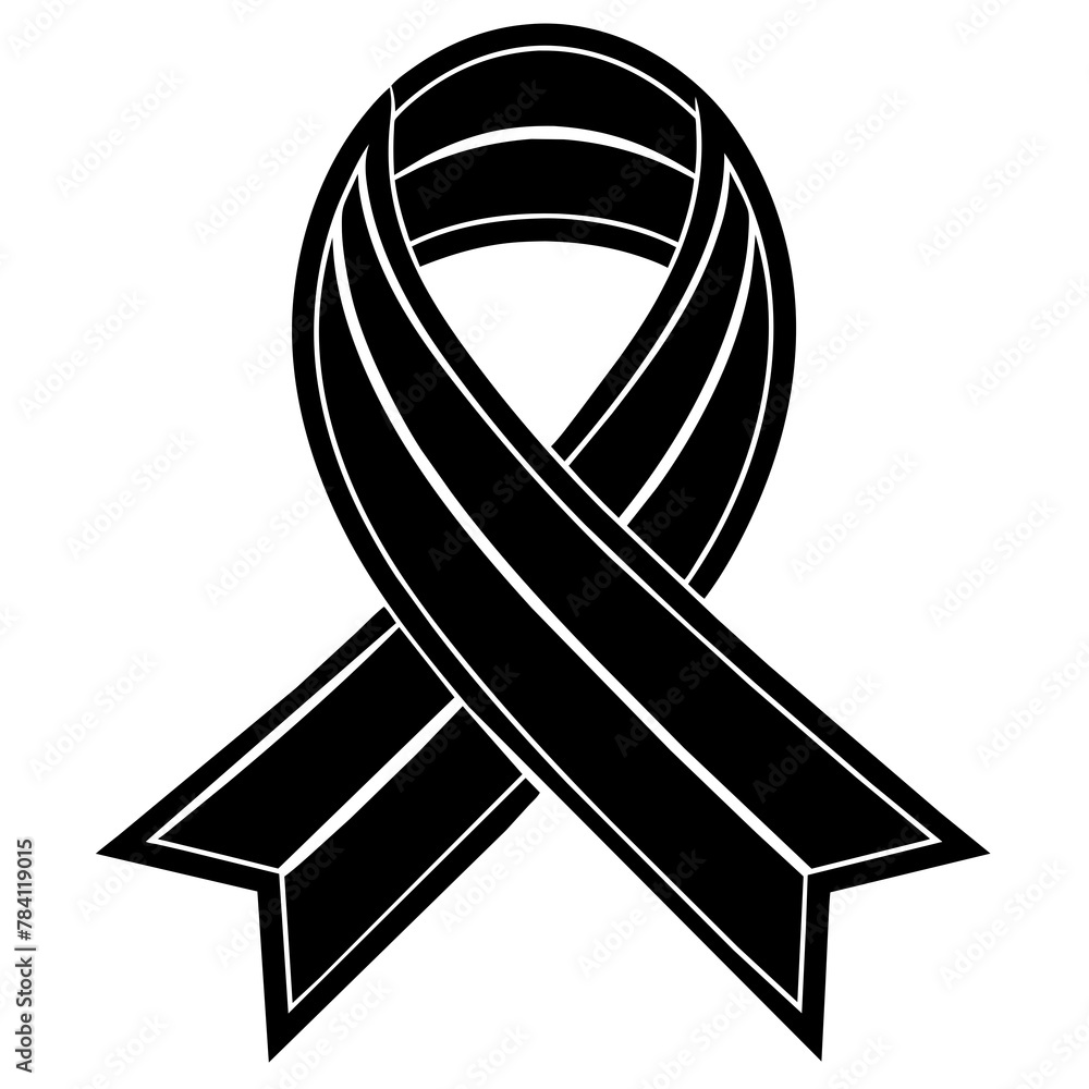 Black Ribbon Mourning Sign, Vector, SVG Ribbon Mourning silhouette ...