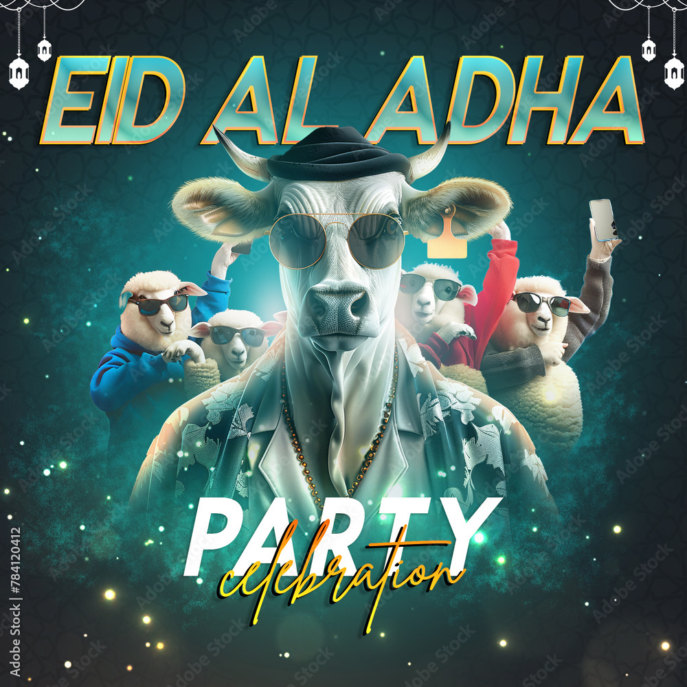 eid al adha party poster design with eid al adha animals EID AL ADHA ...