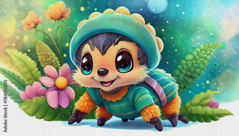 CARTOON CHARACTER CUTE BABY tarantula isolated on white background ...