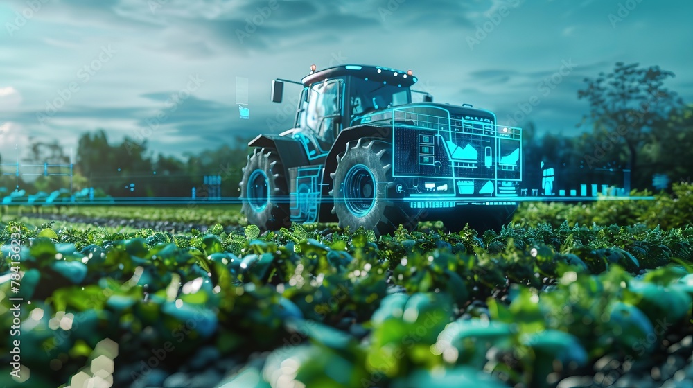 Another 3D rendering shows agriculture and farming with a car truck in ...
