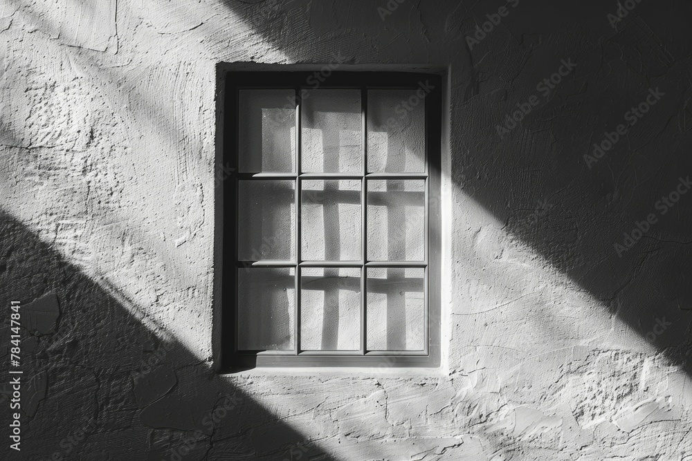 The shadow of a window frame on a plain wall, transforming the mundane ...