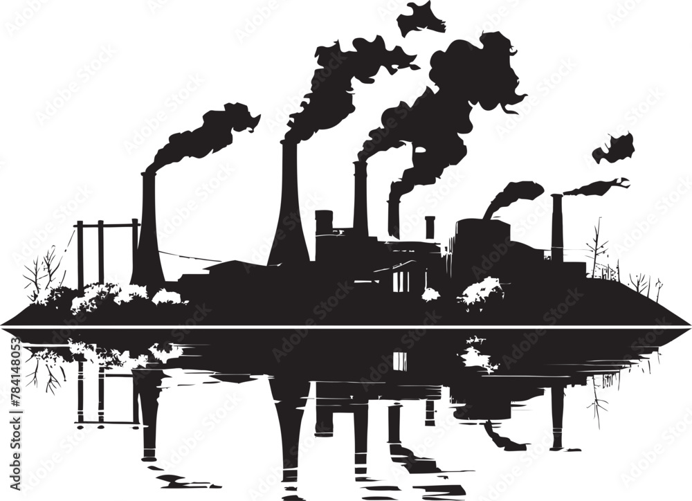 PollutedPlains Vector Pollution Logo HazyHarbor River Water and Air ...